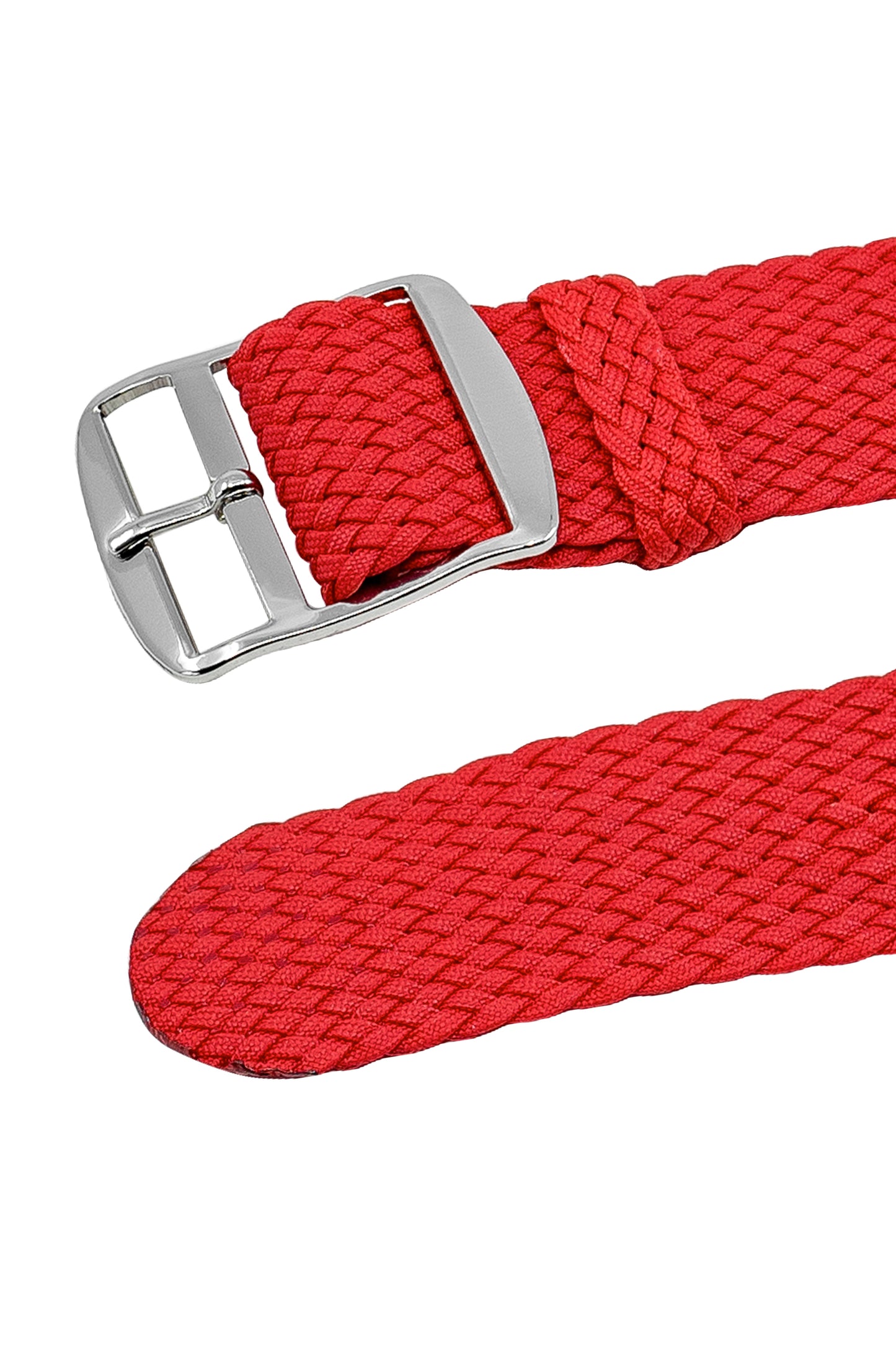 PERLON Braided One Piece Watch Strap & Buckle in RED | WatchObsession