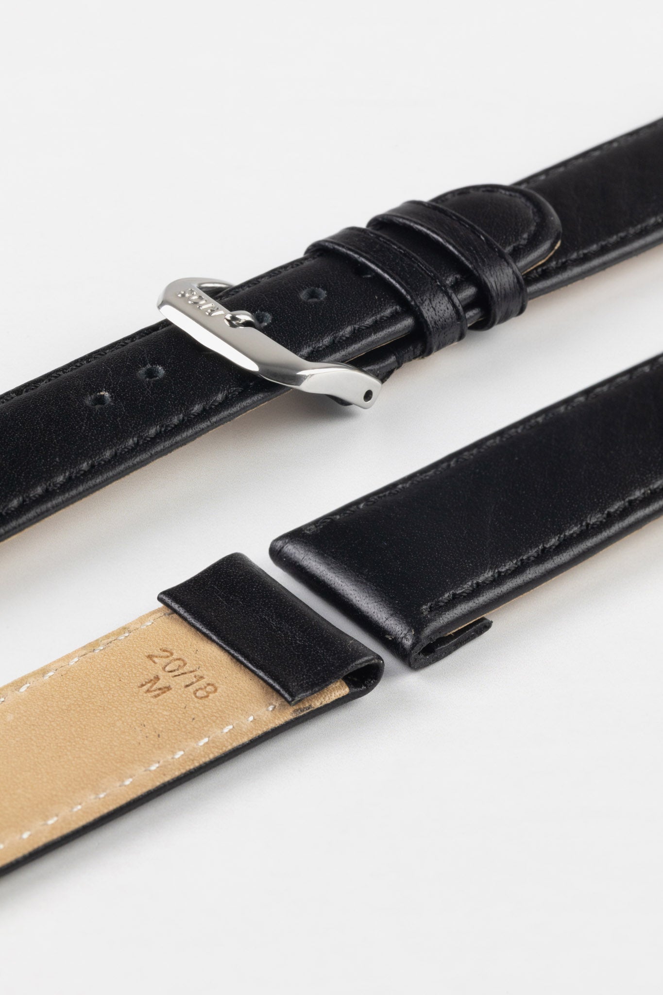 RIOS1931 ARIZONA Saddle Leather Hook-On Watch Strap in BLACK