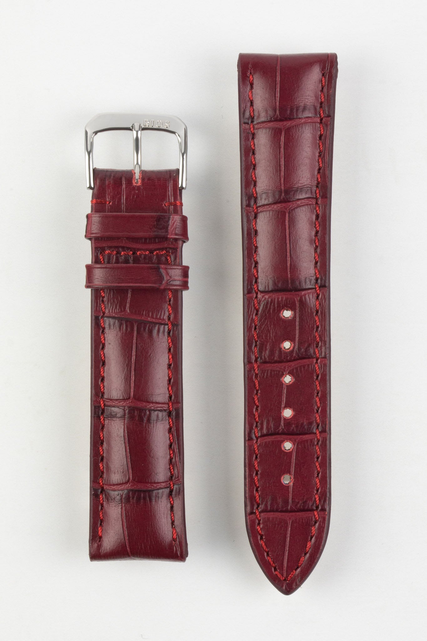 Alligator-Embossed Leather Watch Strap | Burgundy | WO UK