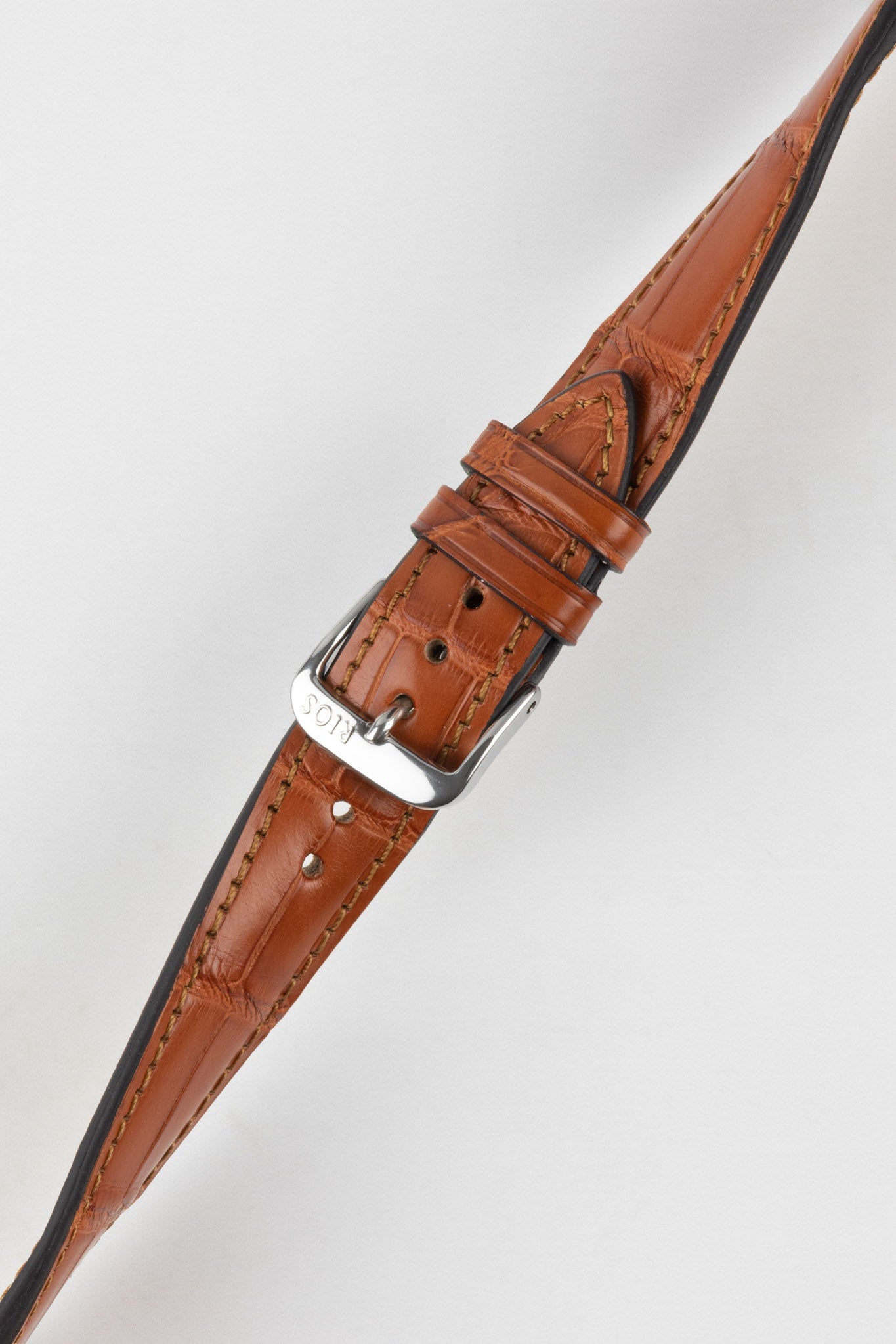 RIOS1931 SENATOR Genuine Alligator Square-Padded Watch Strap in COGNAC
