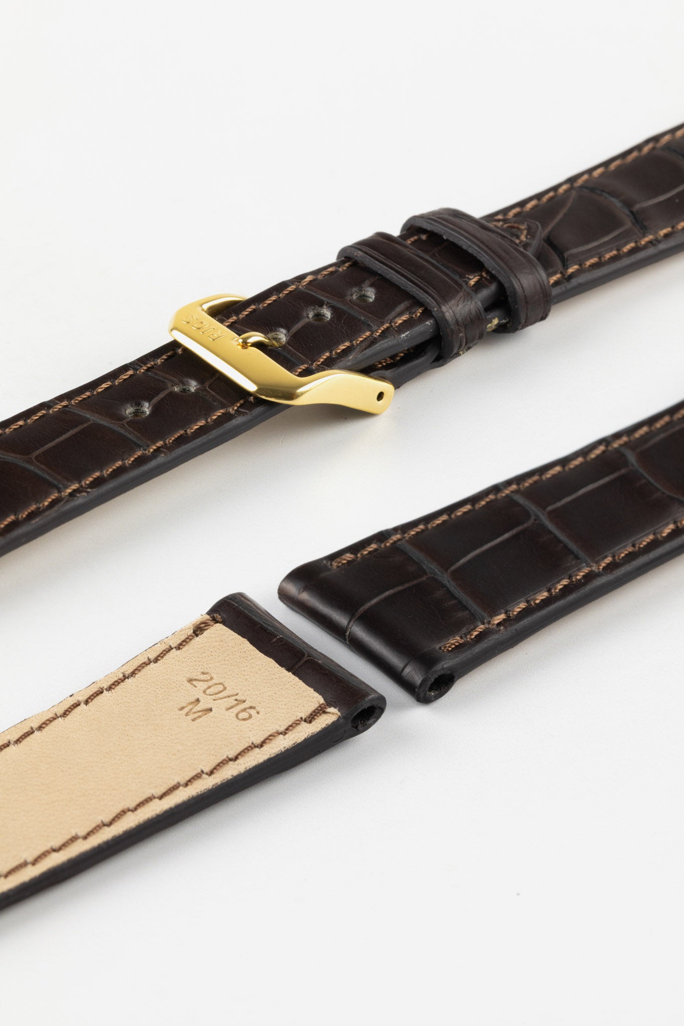 RIOS1931 SENATOR Genuine Alligator Square-Padded Watch Strap in MOCHA