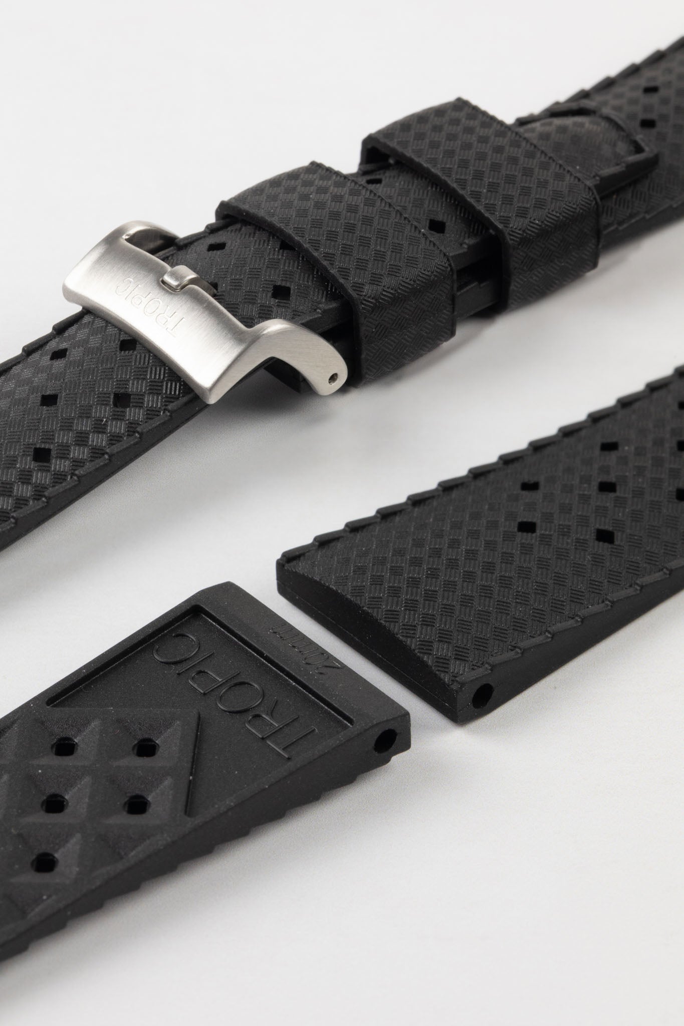 TROPIC Textured Rubber Diving Strap in BLACK | WatchObsession