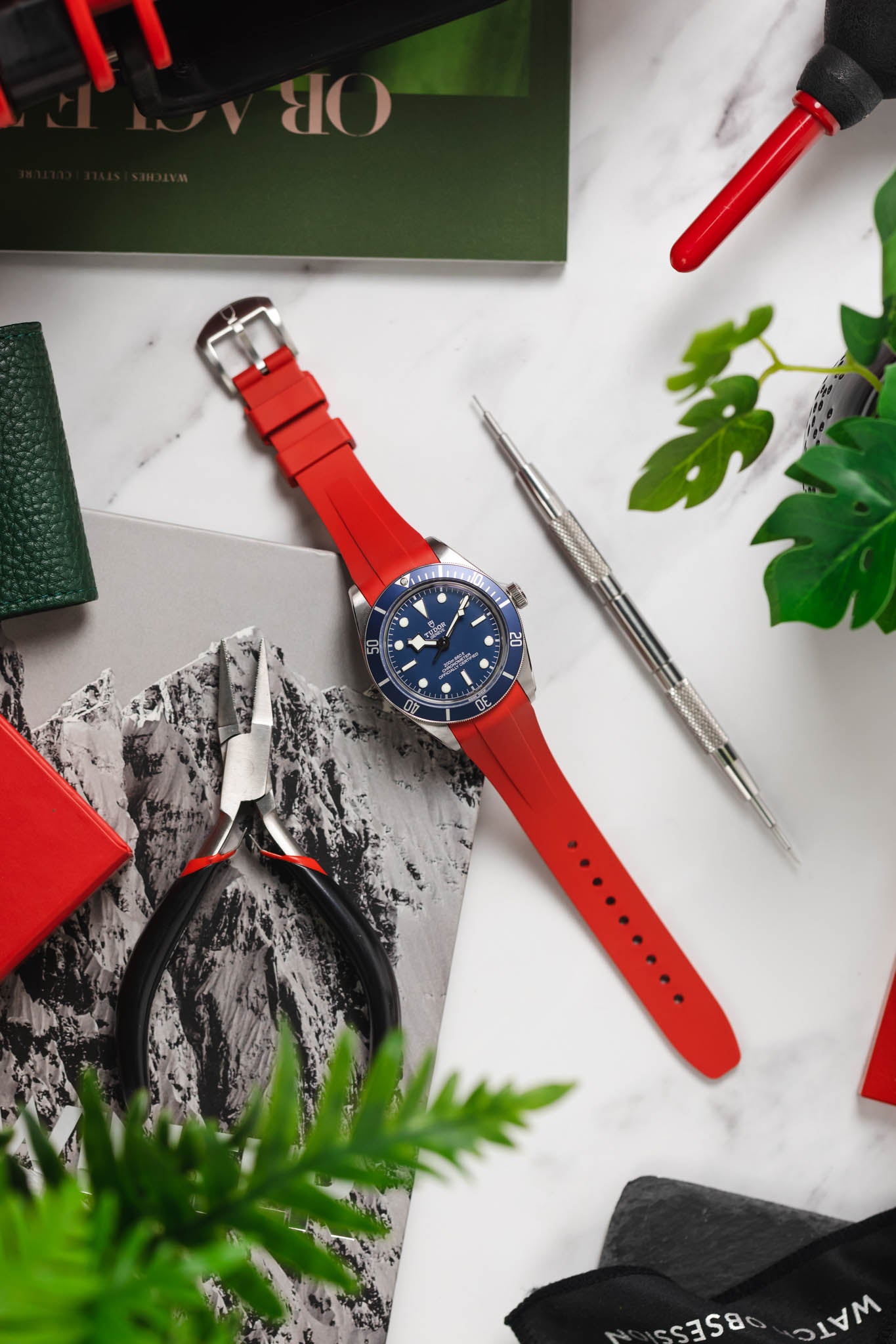 Watch Strap for Tudor Black Bay in Red | Vanguard | WO