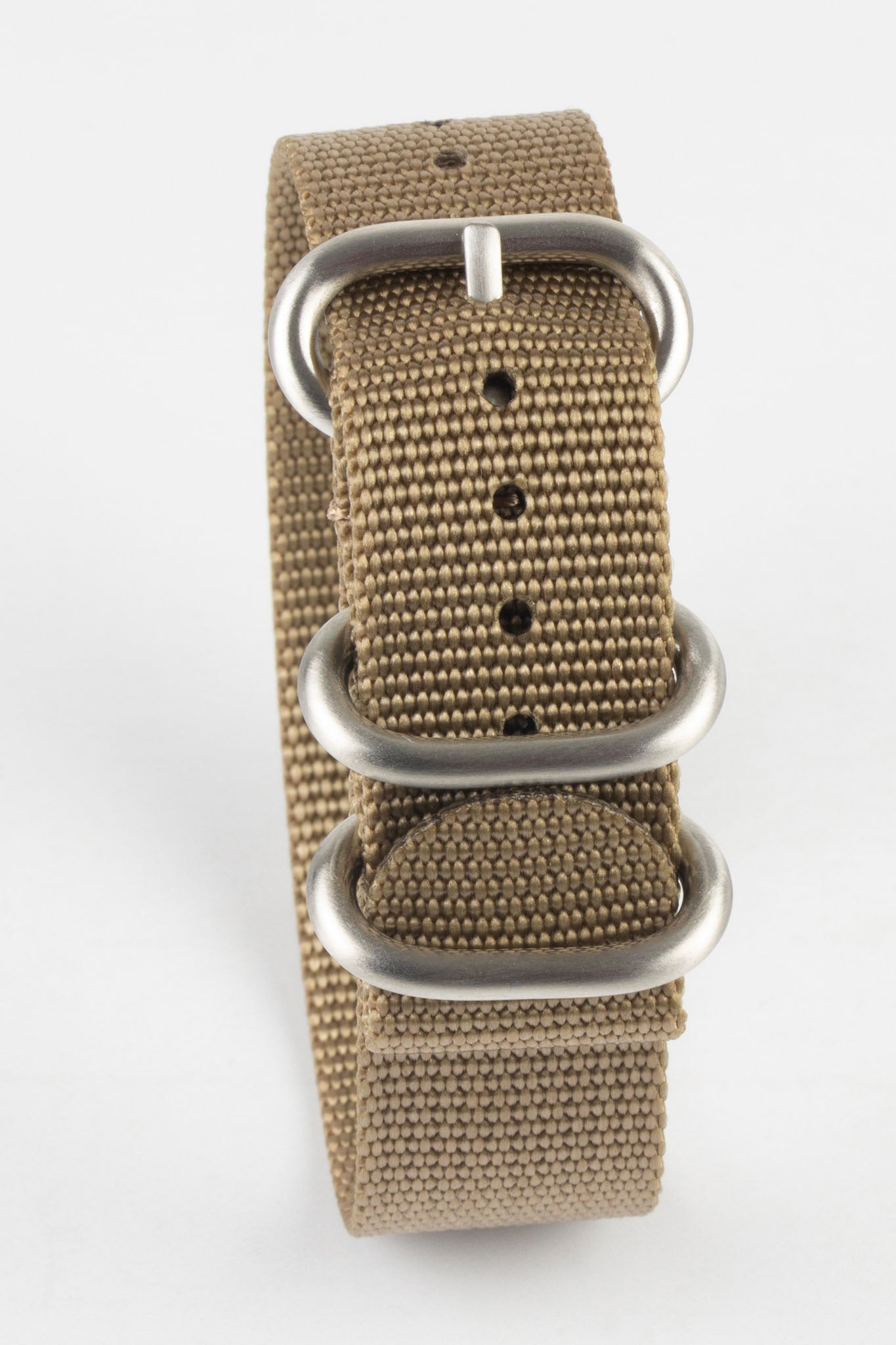 ZULU Nylon 3 Steel Ring Watch Strap in KHAKI | WatchObsession