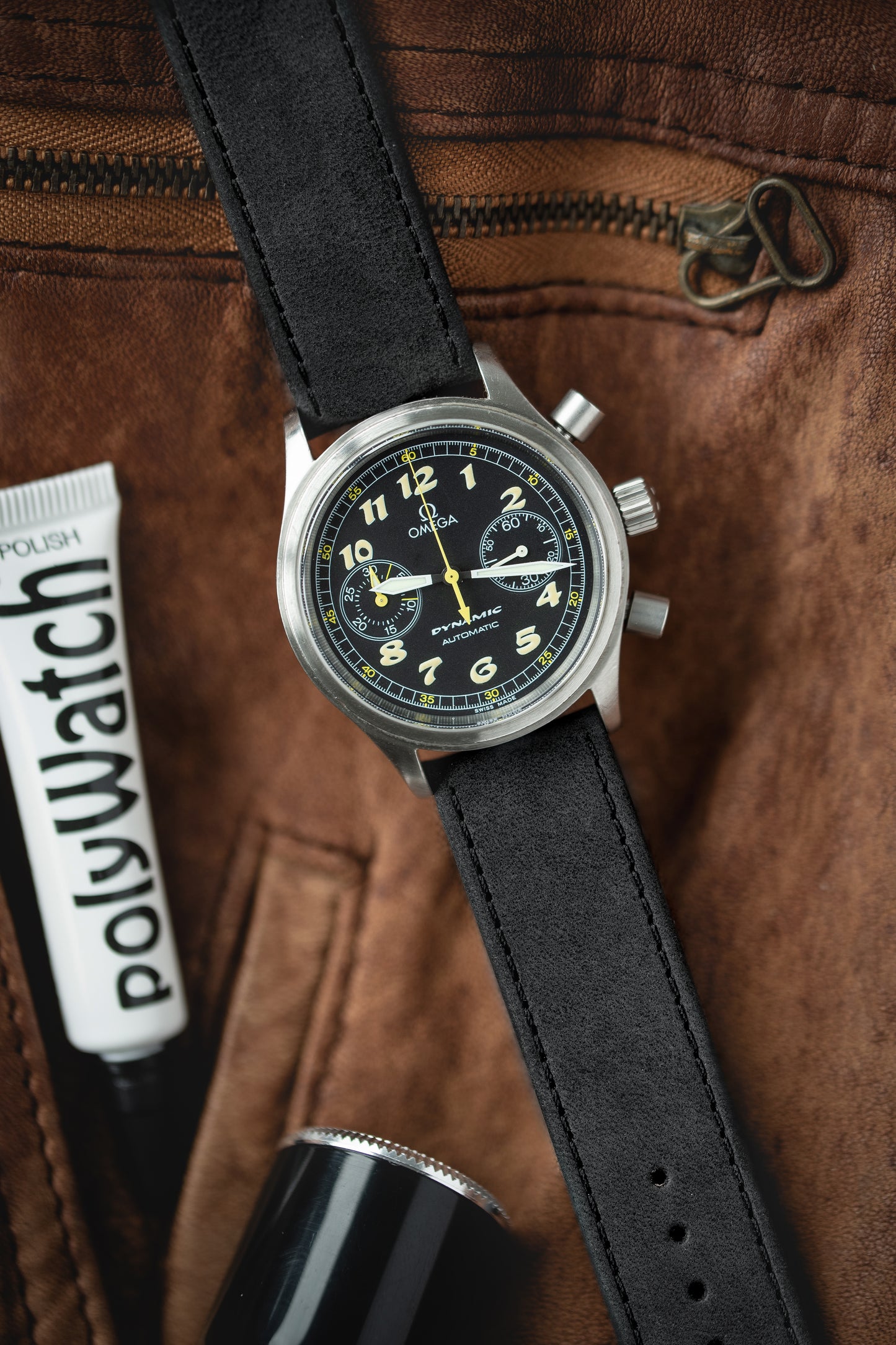 Di-Modell NATURAL Anti-Allergic Leather Watch Strap in BLACK