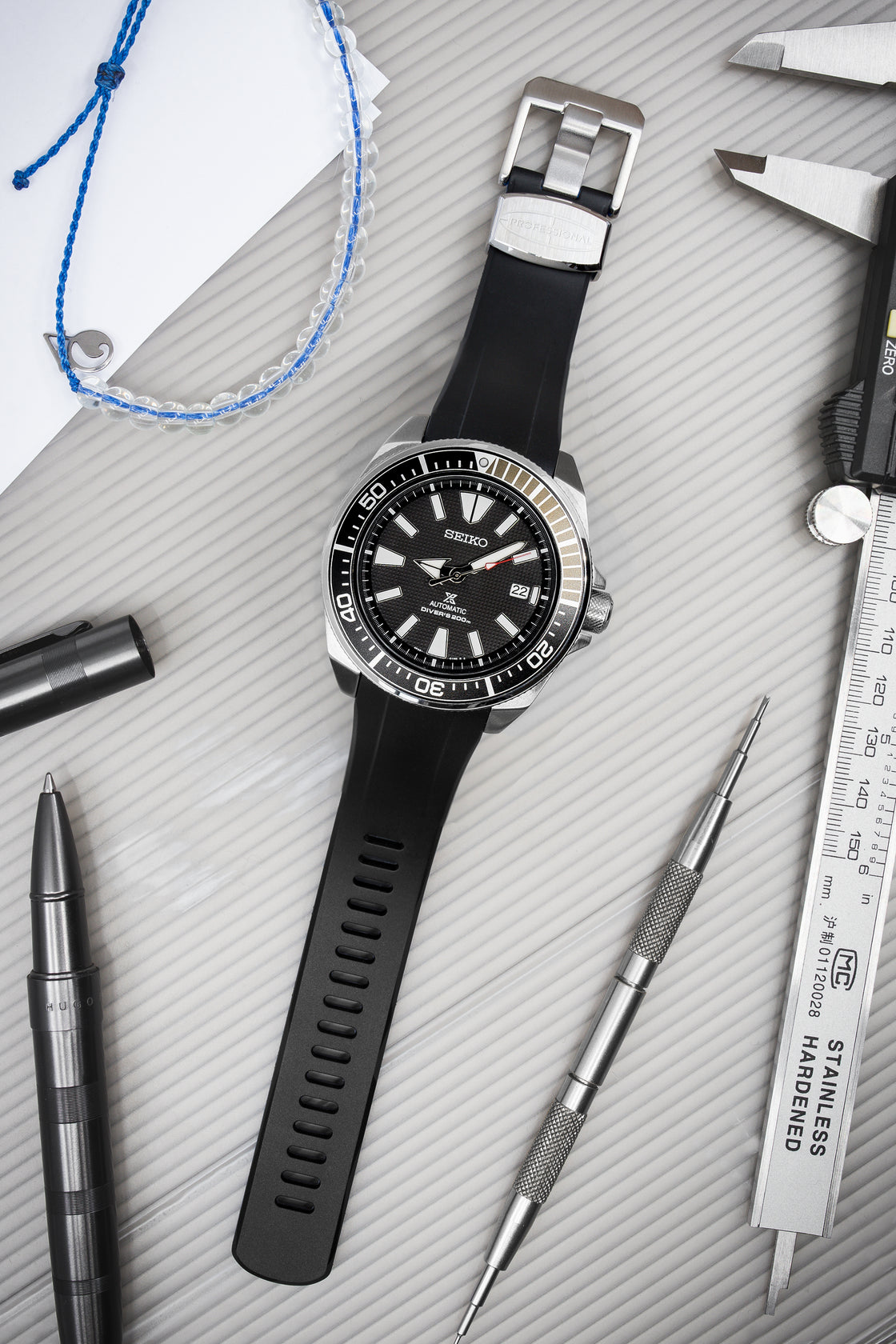 CRAFTER BLUE Rubber Watch Strap for Seiko "New" Samurai – BLACK & BLUE ...