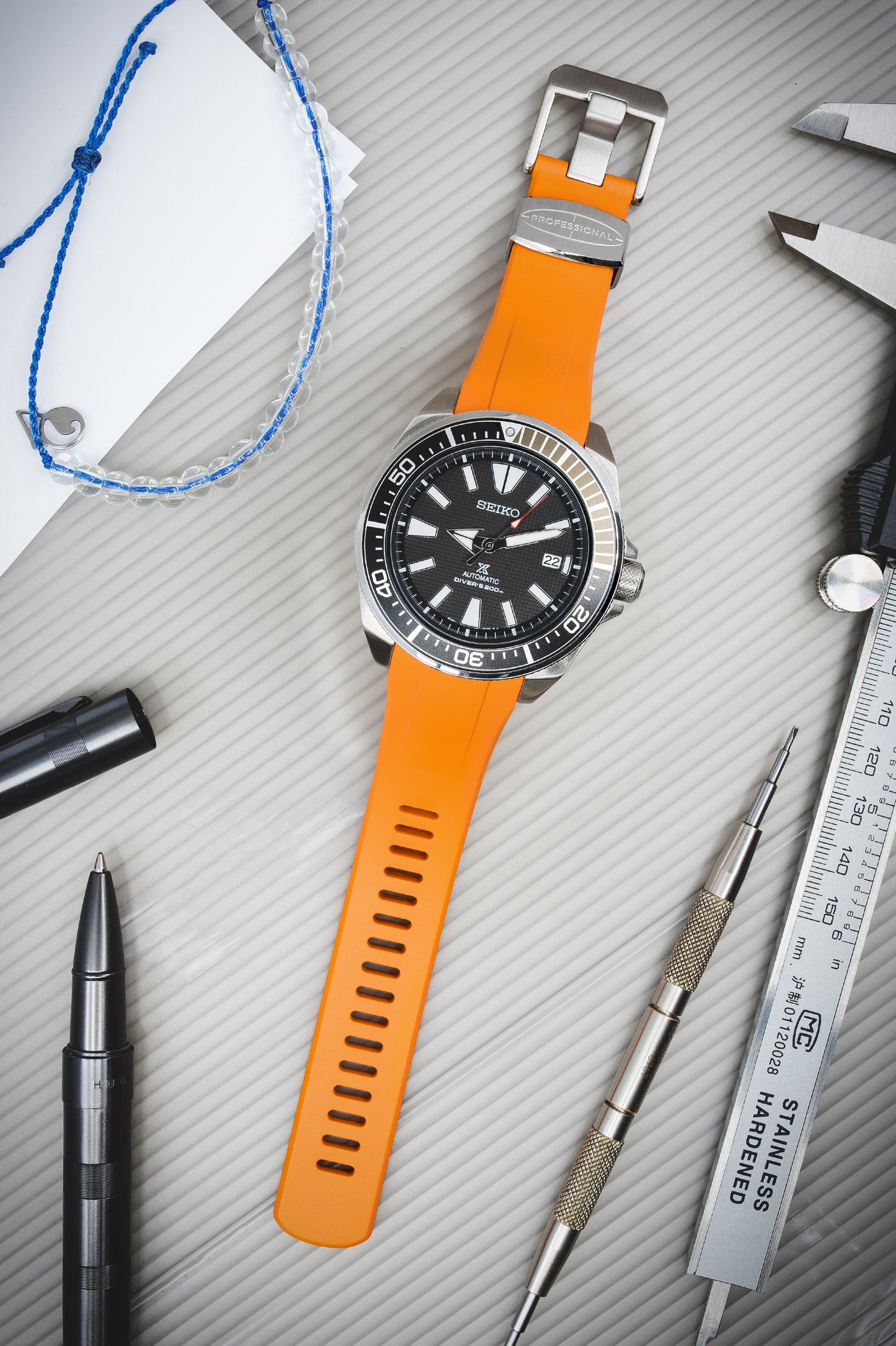 CRAFTER BLUE Rubber Watch Strap for Seiko "New" Samurai – ORANGE